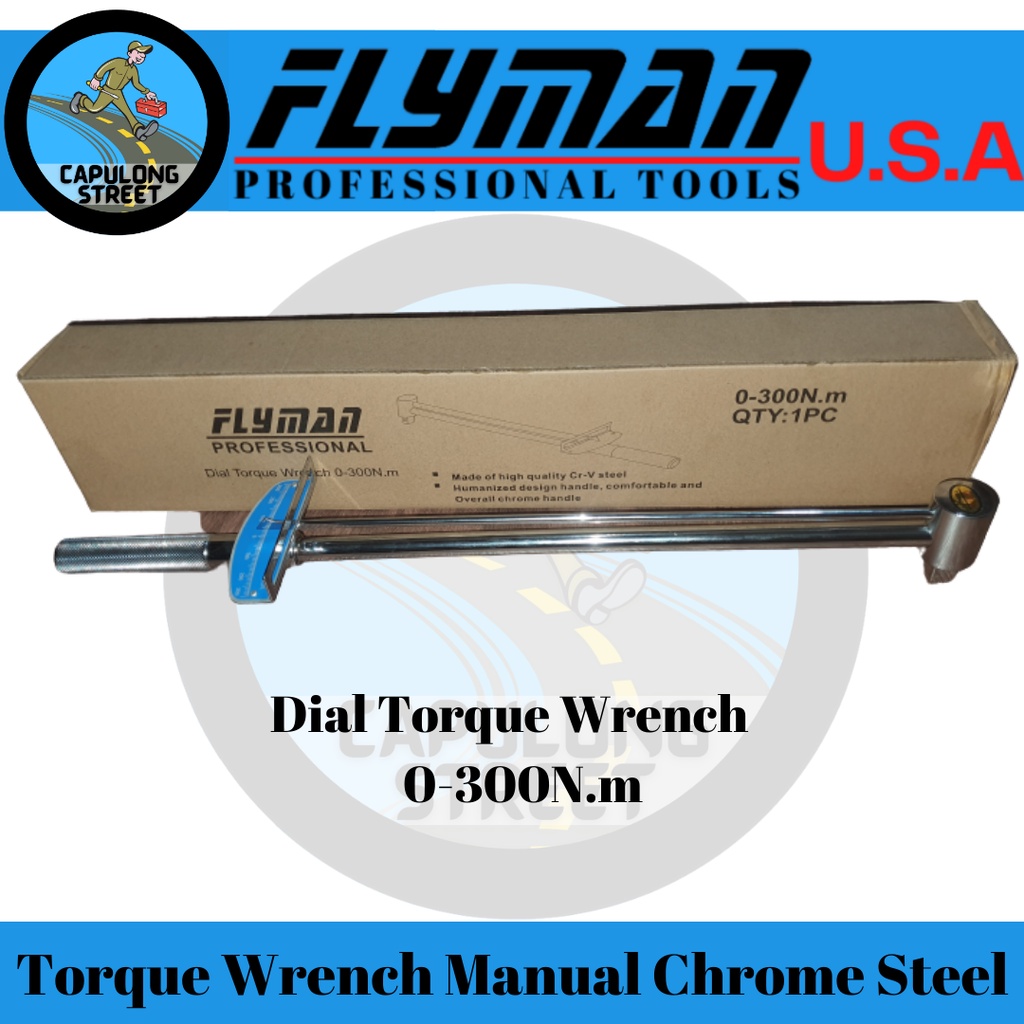 Flyman Torque Wrench Manual Chrome Steel 0-300N.m Heavy Duty High ...