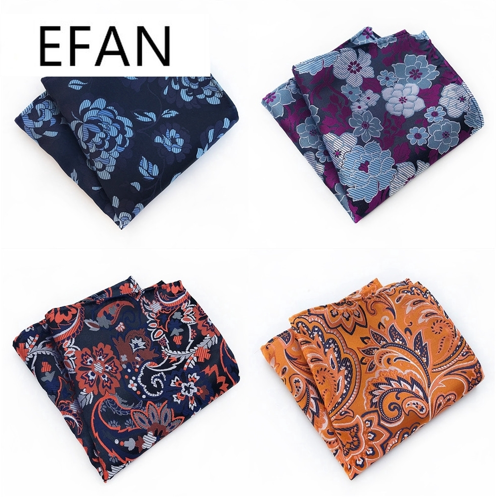 EFAN Casual Floral Pockets Hanky Men's Polyester Designer Handkerchiefs ...