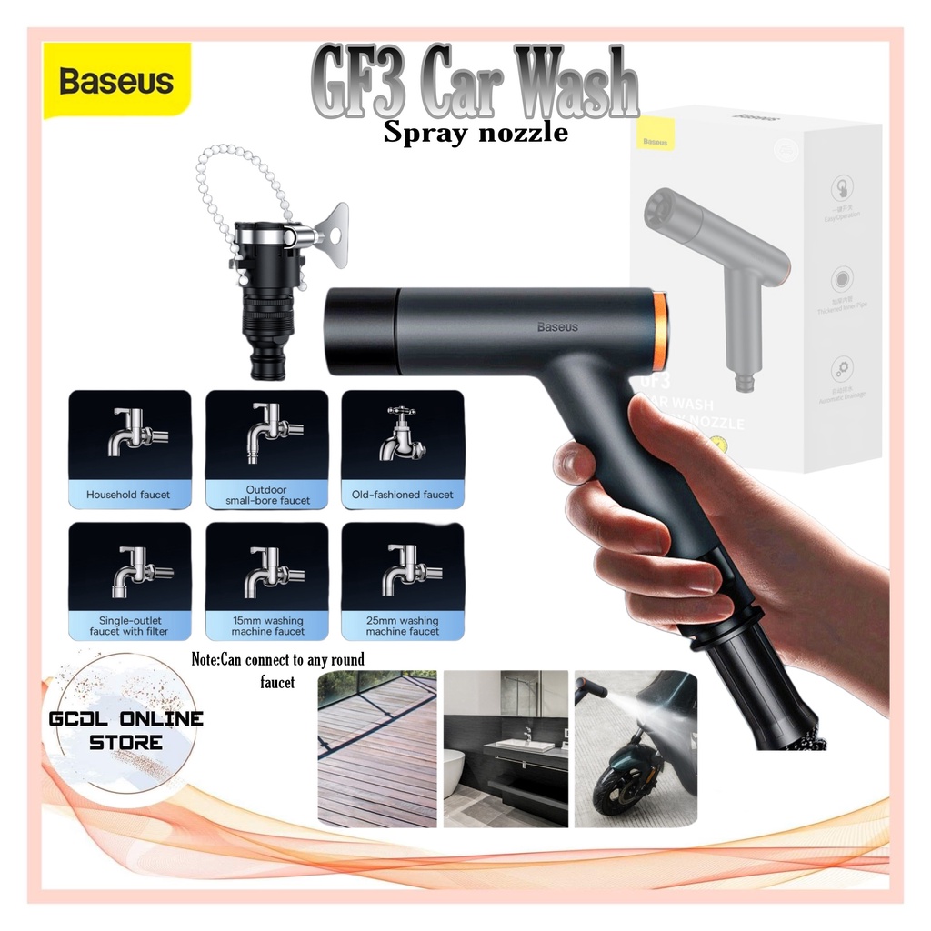 Baseus GF3 Car Wash Spray Nozzle with 15m Telescopic Water Pipe ...