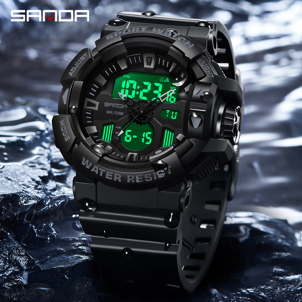 SANDA Top brand luxury men's watch, sportswear, waterproof chronograph ...