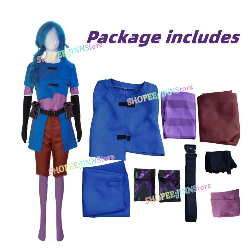 JINN League of Legend JINX Cosplay Costume LOL Movie Arcane Pow-pow ...