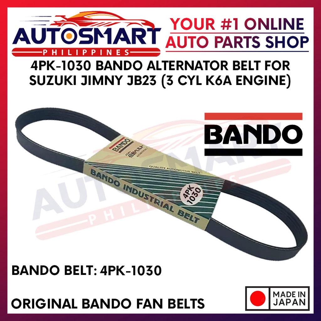 4PK-1030 Bando Alternator Belt For Suzuki Jimny JB23 (3 Cyl K6A Engine ...