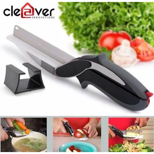 Clever Cutter 2-In-1 Knife & Cutting Board Scissors Slicers XM | Shopee ...