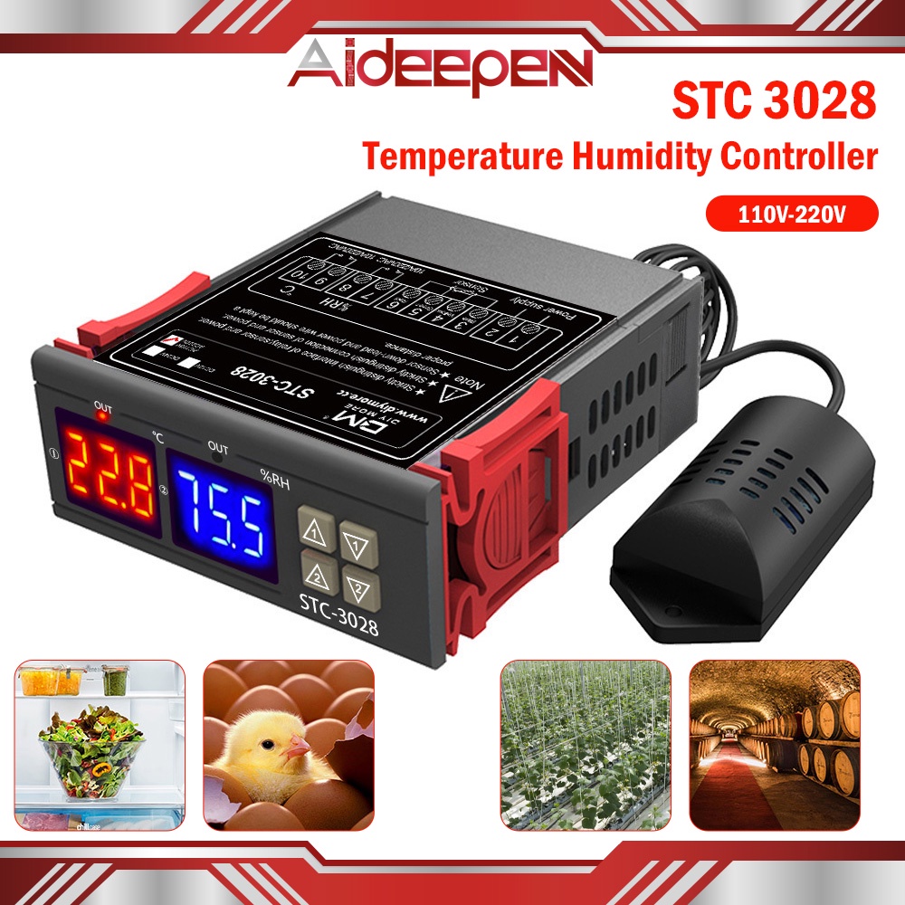 STC-3028 Temperature Controller Thermostat Sensor With Probe Humidity Temperature Hygrometer ...