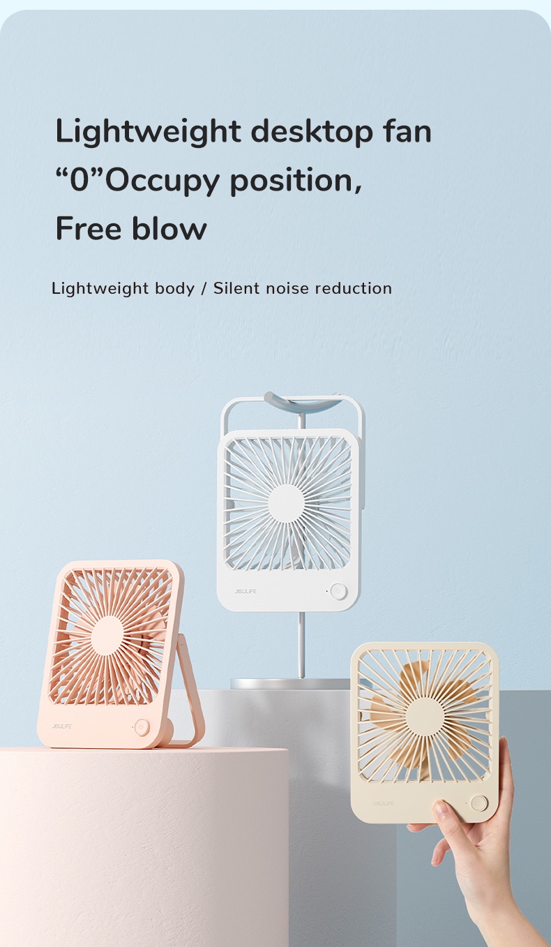 JISULIFE Desk Fan Life1 Personal Fan 4 Speeds Strong Wind Rechargeable ...