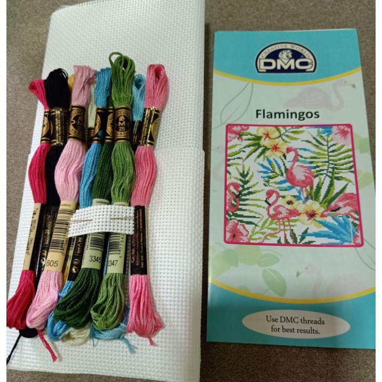 DMC Flamingos Cross Stitch complete( small kit) | Shopee Philippines