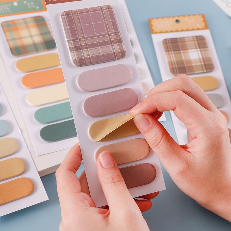 120 Sheets Morandi Color Label Sticker Grid Pattern Sticky Note | Shopee Philippines