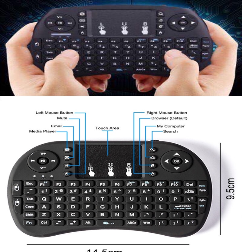 Popcorn & Kacool i8 Wireless Mini Keyboard 2.4GHz 3-color Backlight Bluetooth Keyboard Touchpad ...