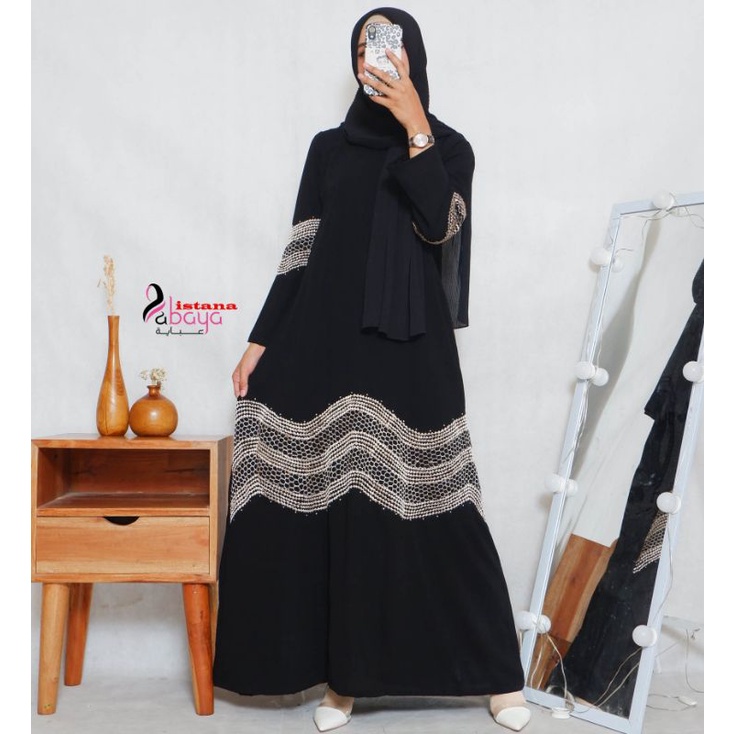 New! Abaya Gamis embroidered with cappuccino waves, elegant, soft and ...