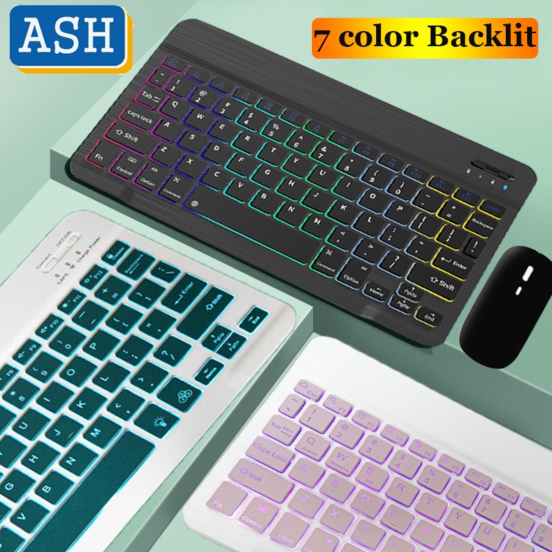 10 Inch Backlight Keyboard And Mouse LED Colorful Bluetooth Wireless ...