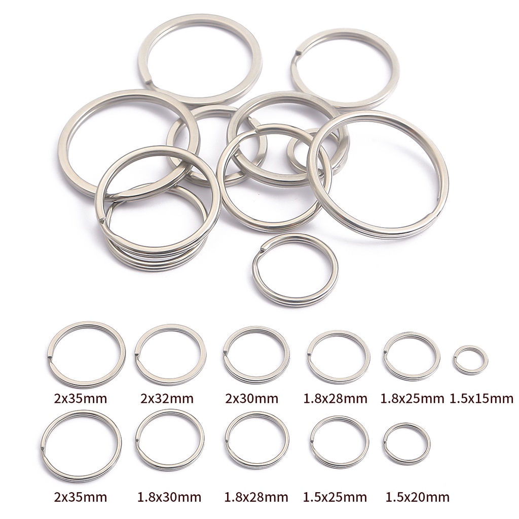 10 Stainless Steel Key Rings Simple Round/Flat Ring | Shopee Philippines