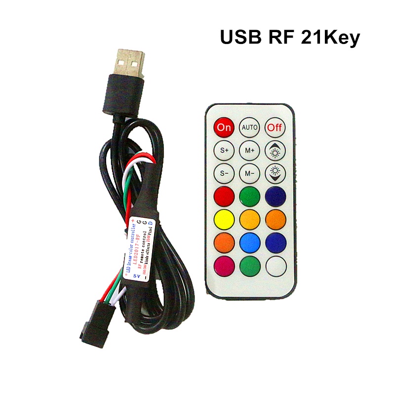 5V Full Color LED Light Bar USB Controller WS2812 Symphony With 5V Socket 14-Button RF Remote ...