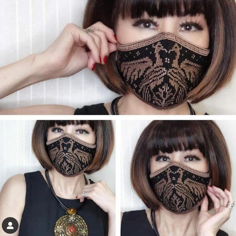 2-sided Embroidered Mask 3ply EARLOOP+Luxury HIJAB Connector Owl MOTIF ...