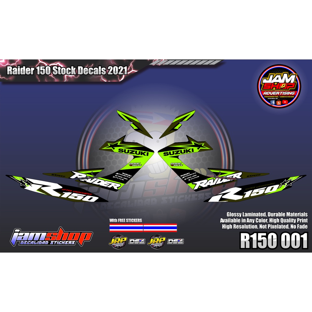Raider 150 Stock Decals 2021 UNLI Color w/ FREE Stickers | Shopee ...