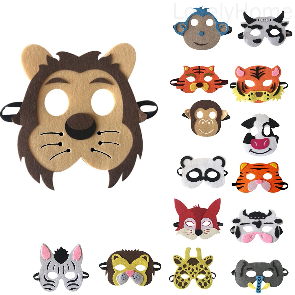 Cartoon Animals Half Face Kids Face Cover Children's Day Birthday Dress ...