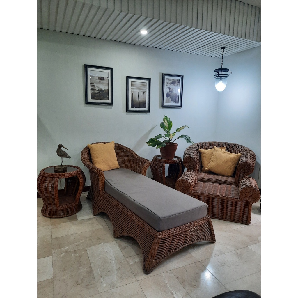 Rattan Sala Set (1pc Long Bed, 1pc Single Seater Sofa, 2pcs Side Tables ...