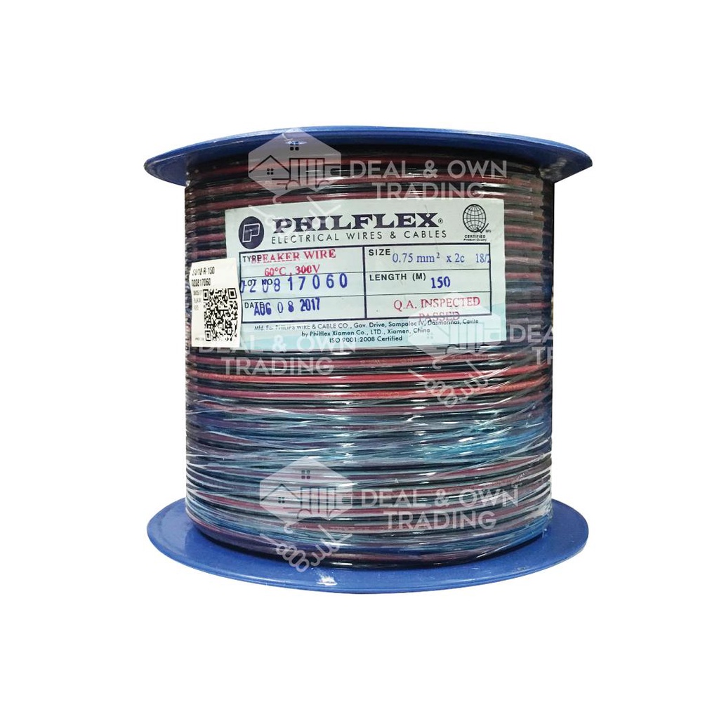 Philflex #18/2 Speaker Wire Black and Red Pure Copper 150 Meters ...