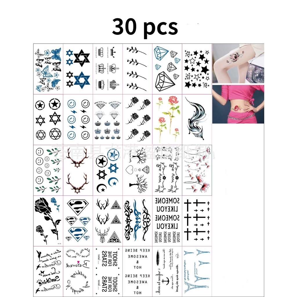30pcs Temporary Tattoo Sticker Waterproof And Cute Sticker English Letter