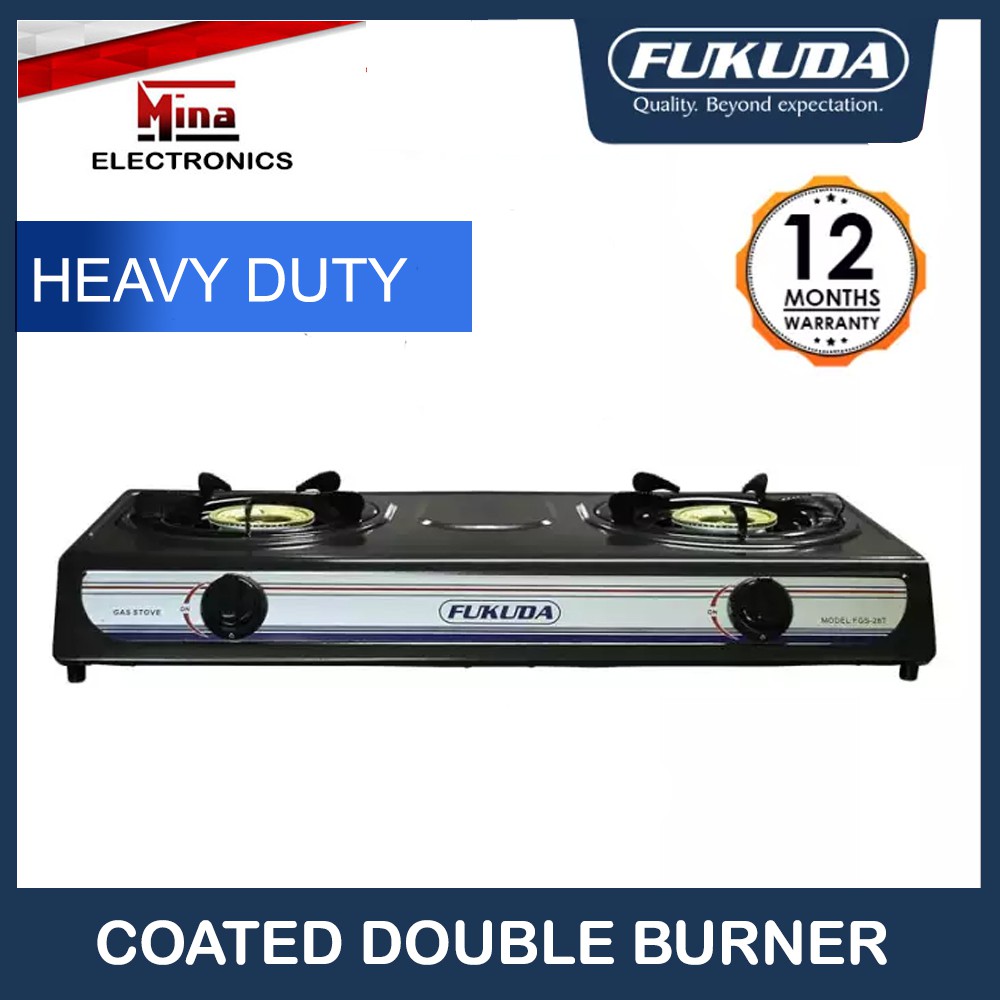 Fukuda FGS28T 2 Burner Gas Stove Double Burner Teflon Coated with Auto ...
