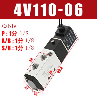 CNZG 4v110-06 Solenoid Pneumatic Hair Valve 5 Way 2 Position 1/8" Bspt Ac220v Ac110v Dc24v Dc12v ...