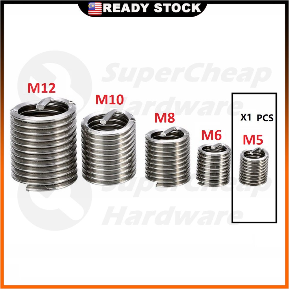 Stainless Steel Helicoil Thread Insert Repair Recoil Kit Coiled Wire ...