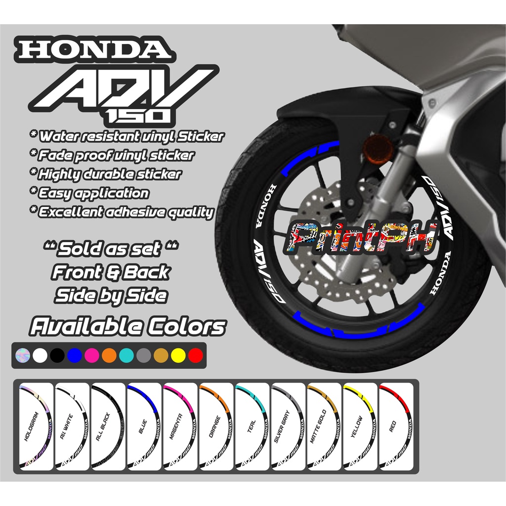 Honda ADV 150 Mags Sticker Decals Front & Back Side by Side 4pcs. Set ...