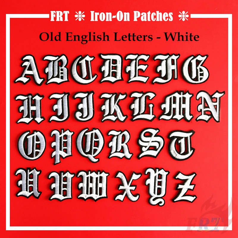 ☸ Old English Letters - White Iron-on Patch ☸ 1Pc Diy Sew on Iron on ...