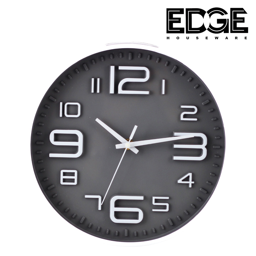Edge 25cm Wall Clock Round Easy to Read Modern Battery Operated ...