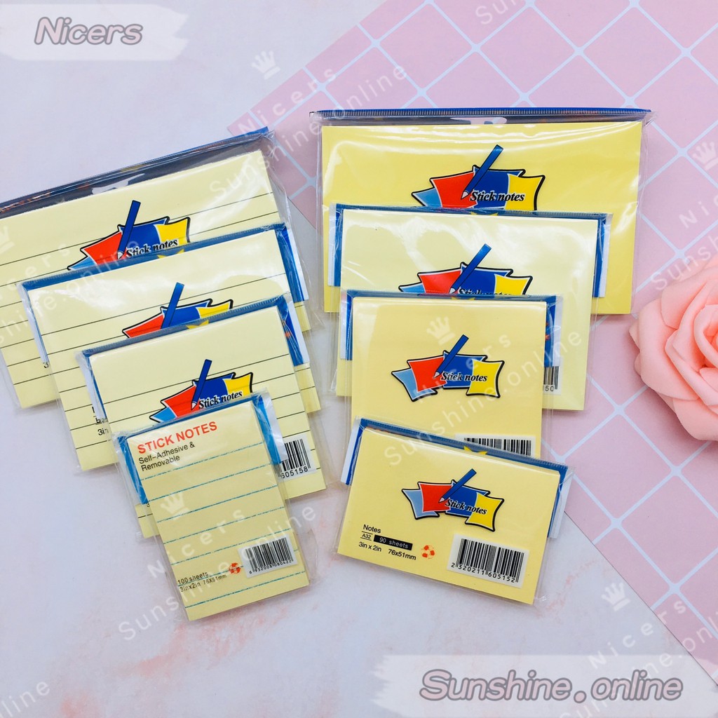 100sheets Self Adhesive sticky notes pad Yellow Pad | Shopee Philippines