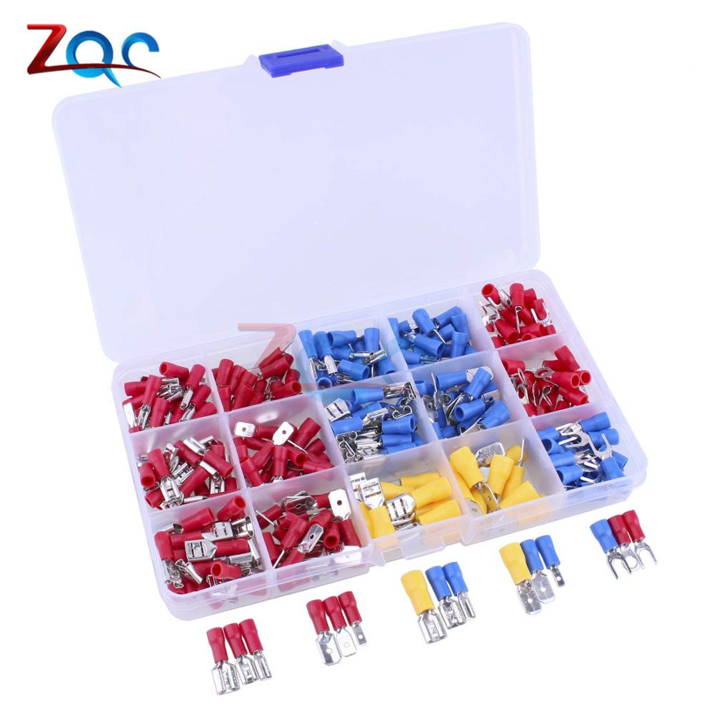 280pcs Assorted Insulated Electrical Wire Crimp Cable Connector Spade Butt Ring Fork Set Ring ...