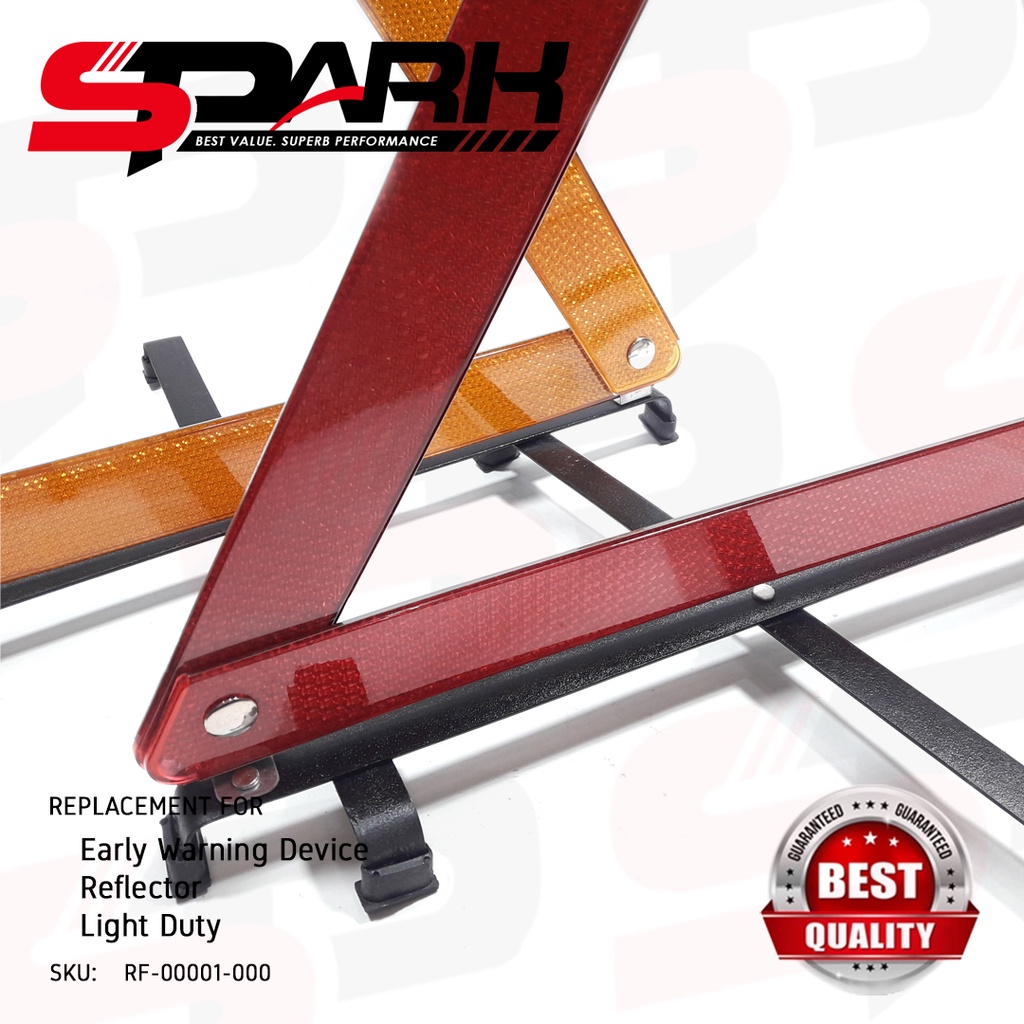 (PAIR) Early Warning Device EWD Amber & Red Reflective Triangle Car ...