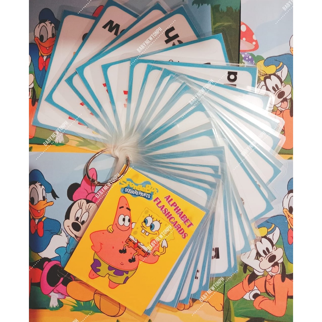 LAMINATED EDUCATIONAL FLASH CARDS SPONGEBOB THEME ALPHABETS | Shopee ...