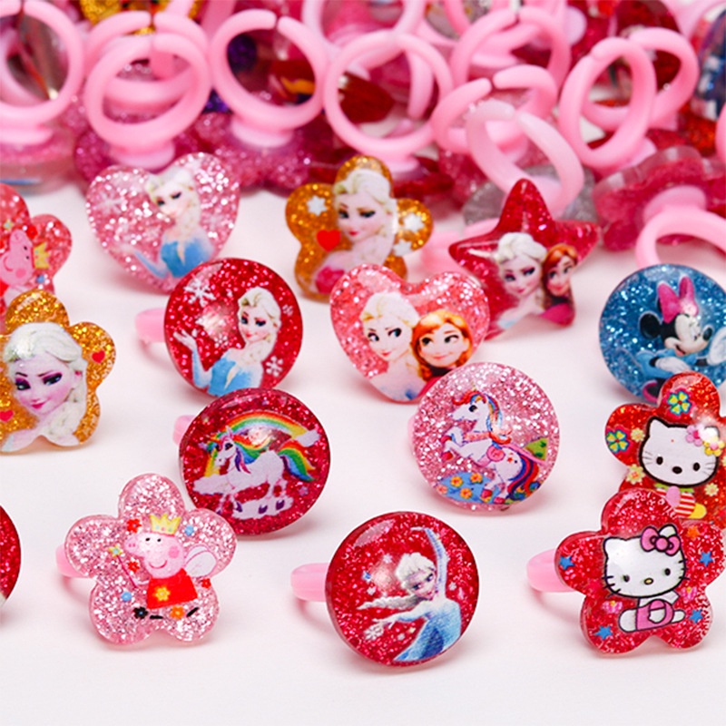 Children's gold powder cartoon ring cute girl Aisha princess gift ...
