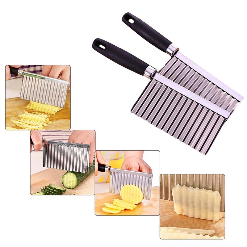 Stainless Steel Vegetable carrot potato chips Wavy Cutter / Crinkle ...