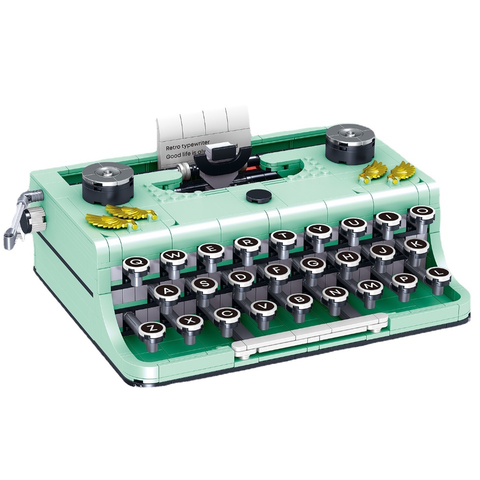 820PCS MOC Micro Mini Typewriter Green Model Toy Building Block Brick ...