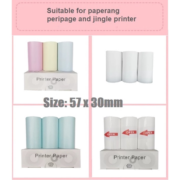 Paperang / Peripage/ Mini Printer Thermal Label Sticker / Receipt paper ...