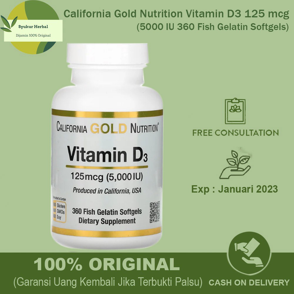 (original Usa) California Gold Nutrition Cgn Vitamin D3 125 Mcg 5000 Iu ...