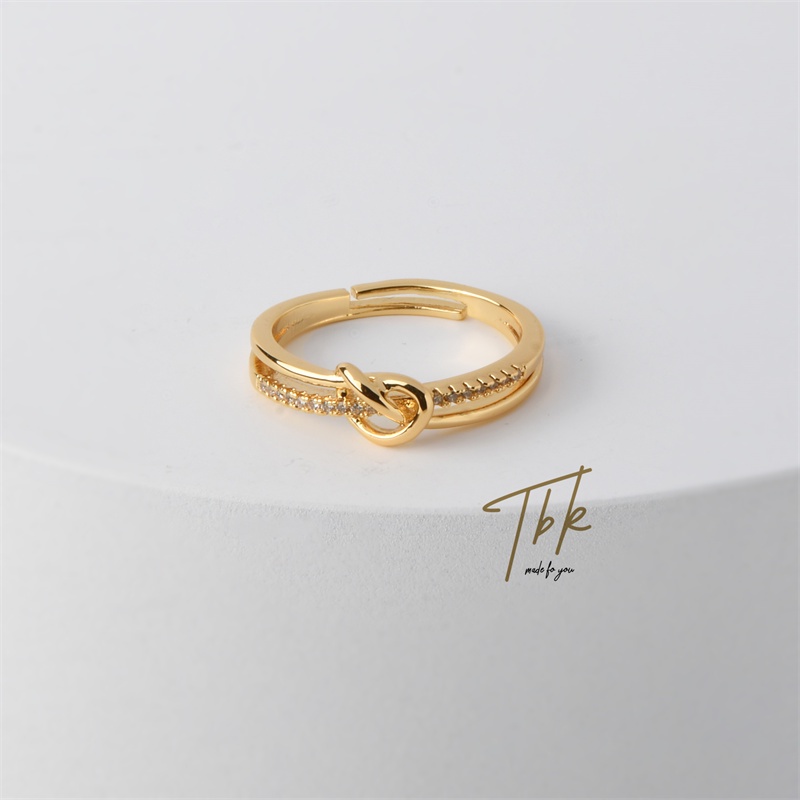 TBK 18K Gold Cubic Zirconia Fashion Adjustable Ring Accessories For ...