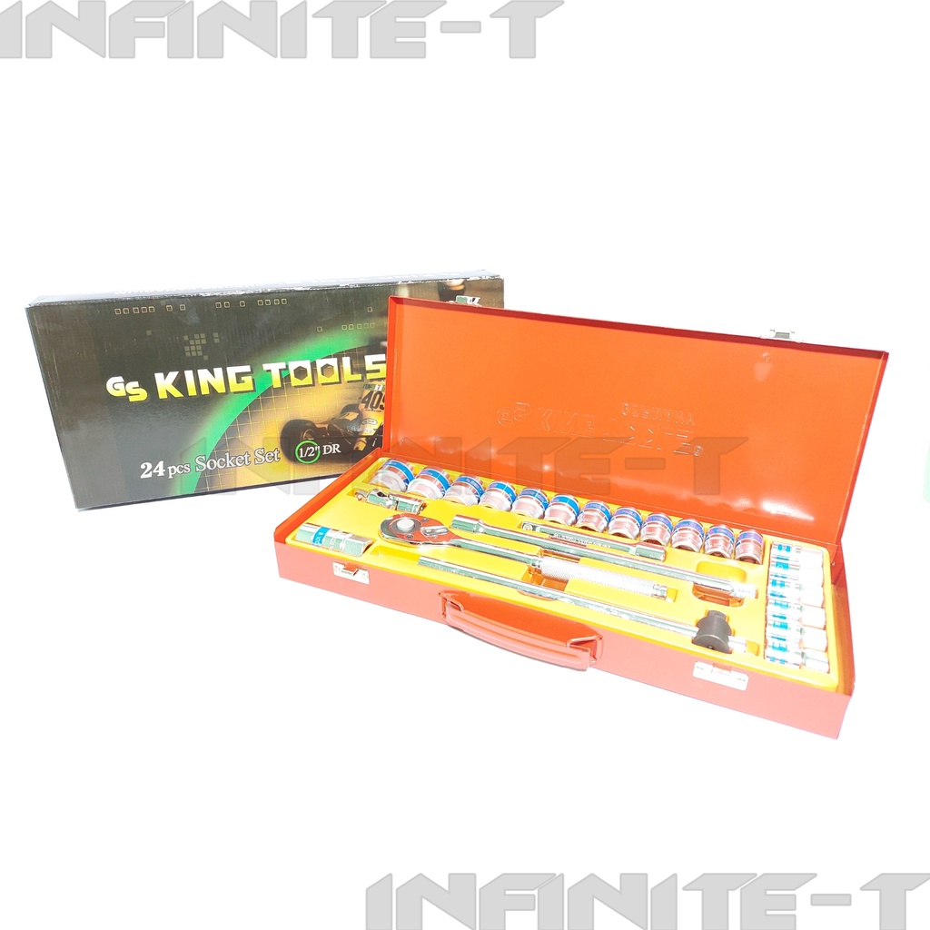 GS King Tools 1/2" Drive Socket Wrench Set 24 Pcs. (6 Point) | Shopee ...