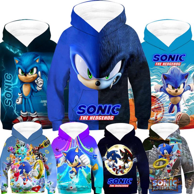 【In Stocks】Kids Boys Anime Cartoon Sonic the Hedgehog Printed Hooded ...