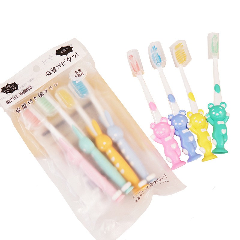4pcs Kids Toothbrush Bear Design Baby Japan Soft-bristled Cartoon ...