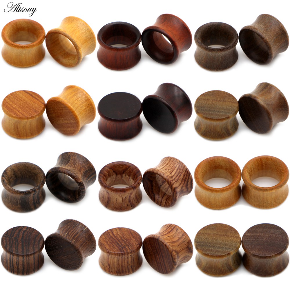Alisouy 2PCS Wood Ear Plug Tunnel Earring Guages Stretcher Expander ...