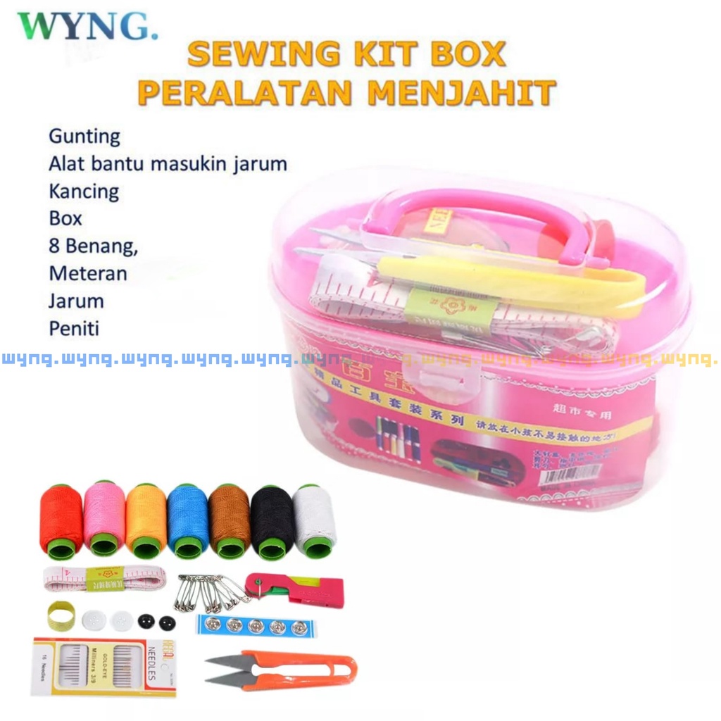 PERALATAN 1 SET Sewing Tool Box - Plastic Sewing Kit Box Sewing Tools ...