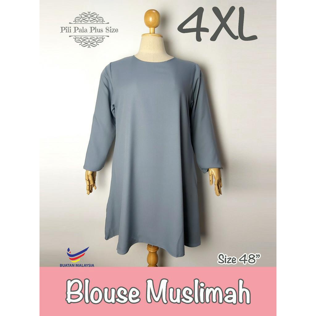 (Voucher RM10) 4XL Women 48"Plus Size Muslimah Kurung Size Besar Blouse ...