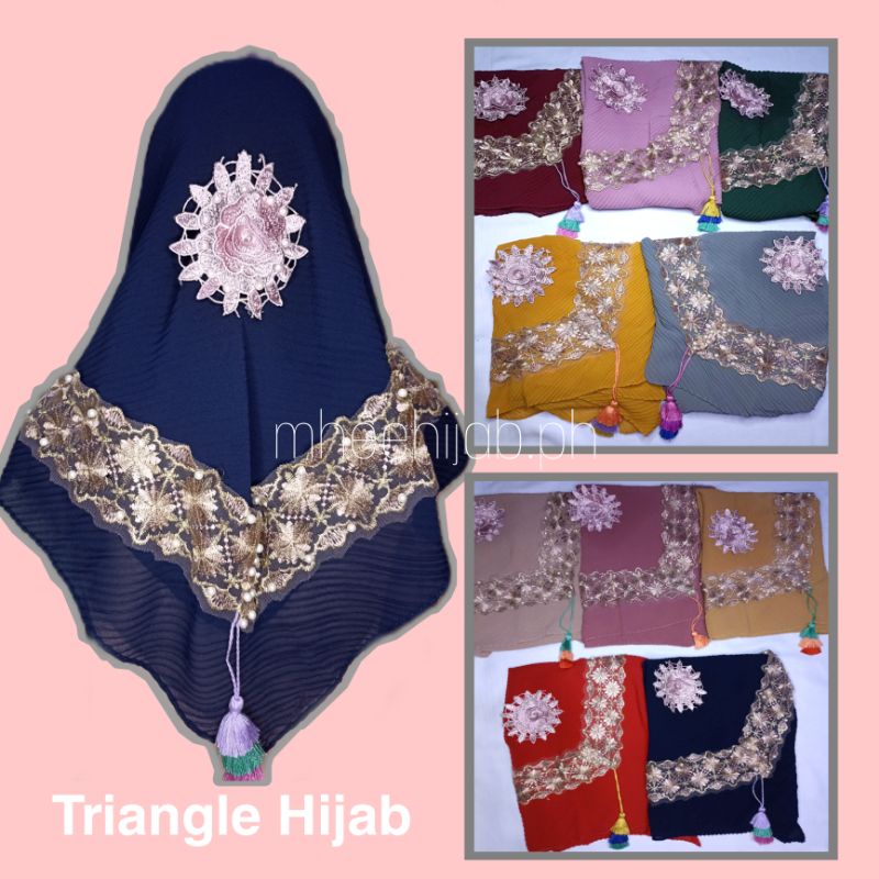 New hijab with lace Plain Triangle hijabs | Shopee Philippines