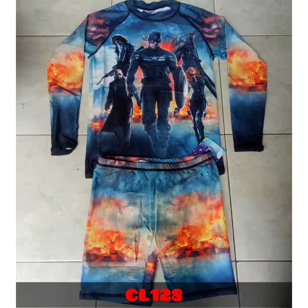 (COD) Kids Cartoon spandex rushguard terno | Shopee Philippines
