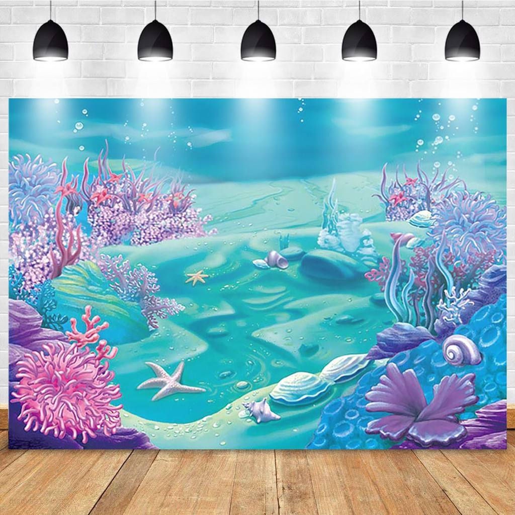 150*100cm Mermaid Theme Party Backdrop Cloth Under The Sea Photography ...