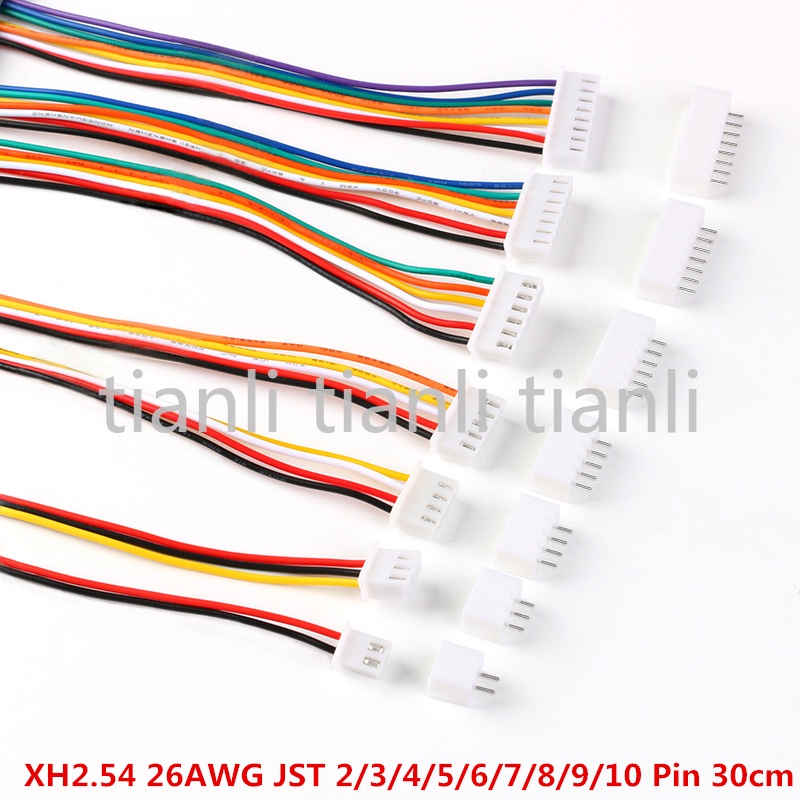 10Sets JST XH2.54 XH 2.54mm Wire Cable Connector 2/3/4/5/6/7/8/9/10 Pin Pitch Male Female Plug ...