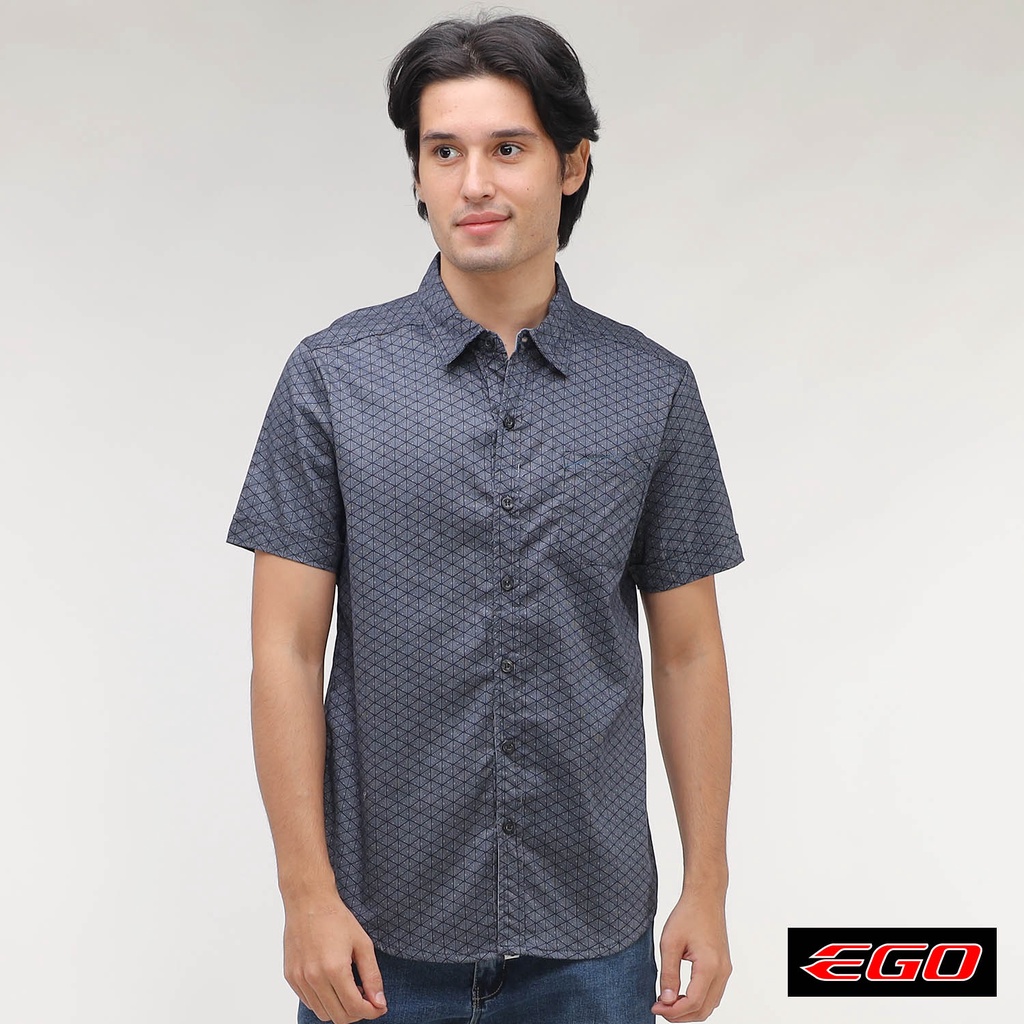 Ego Printed Woven Polo Short Sleeve EMT04-0689 (Black Iris) | Shopee ...