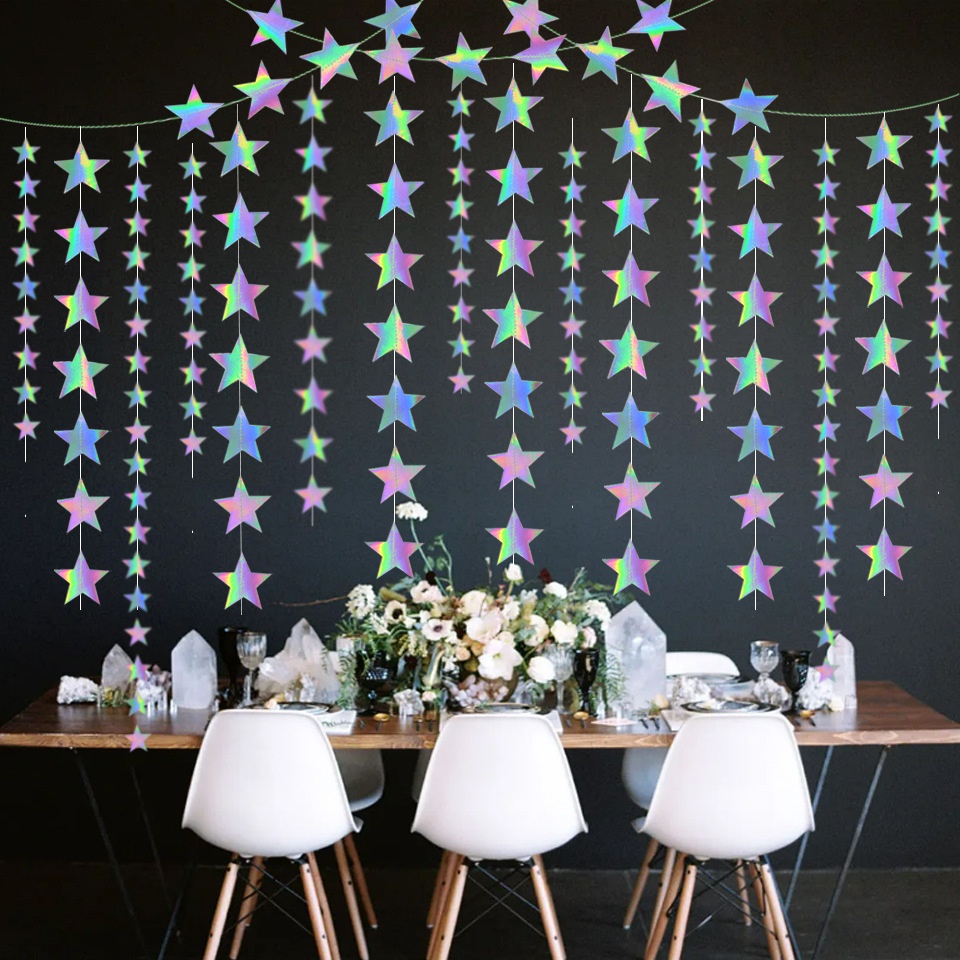 Wedding Party Supplies Iris Star Moon Flag Paper Silver Colorful Swirl ...